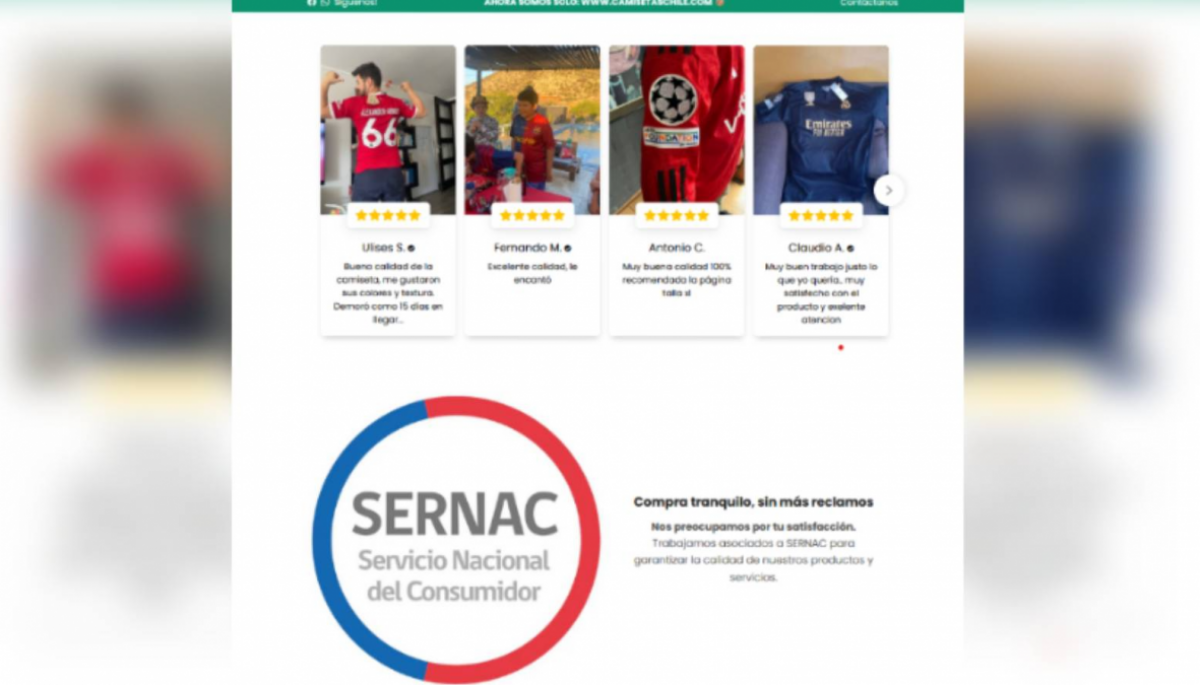 Sitio web que vende camisetas de fútbol usó logo del Sernac para ...